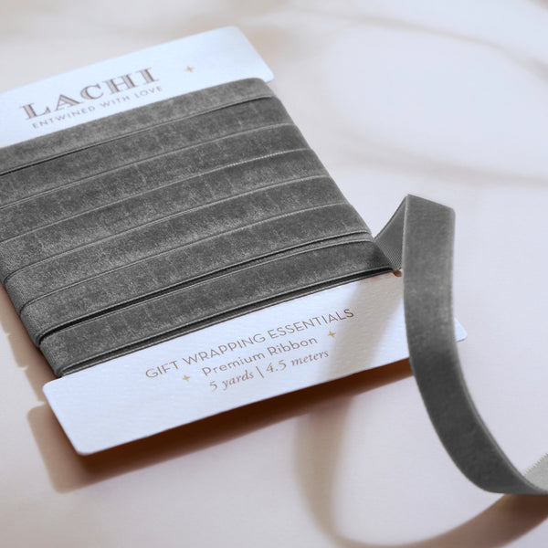Clouded Grey Velvet Ribbon – Lachi